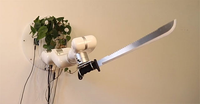 Cây cảnh điều khiển cánh tay robot cầm dao - KhoaHoc.tv
